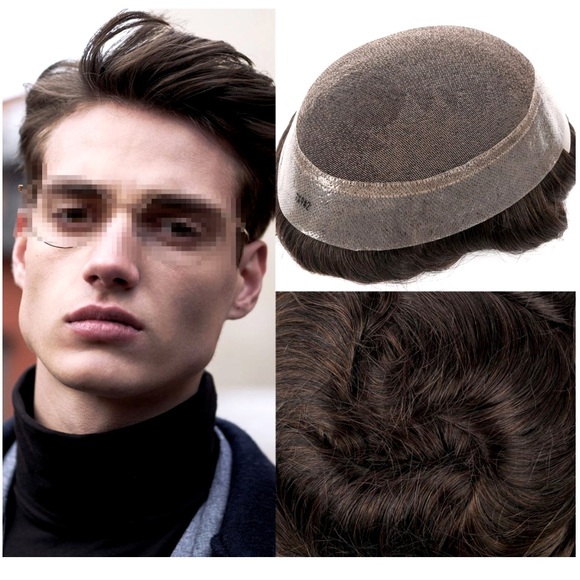 Grooming | Off Black 7x9 Mens Toupee Swiss Lace W Pu Edge Human Hair ...